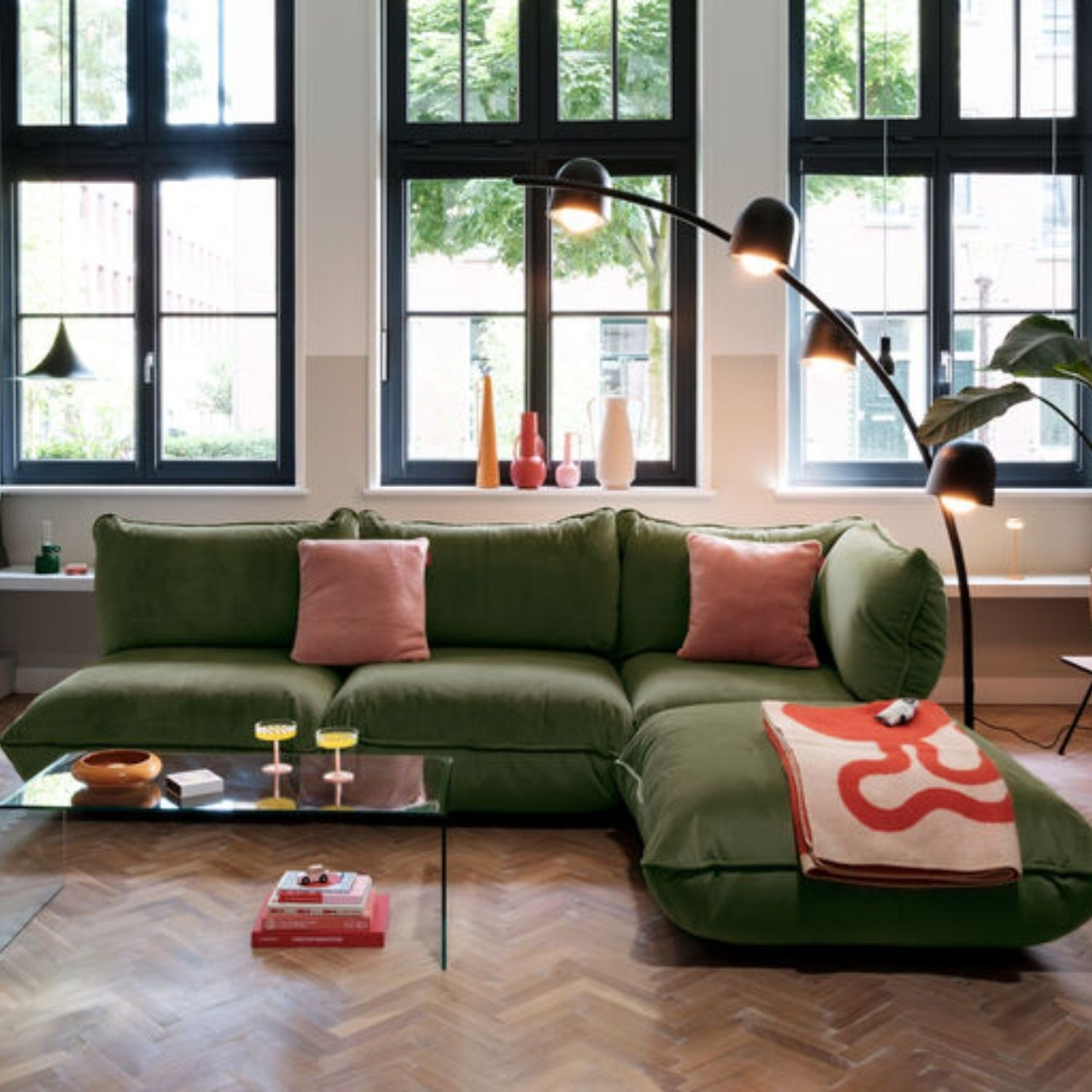 Large SUMO VELVET sofa Deep Green Fatboy